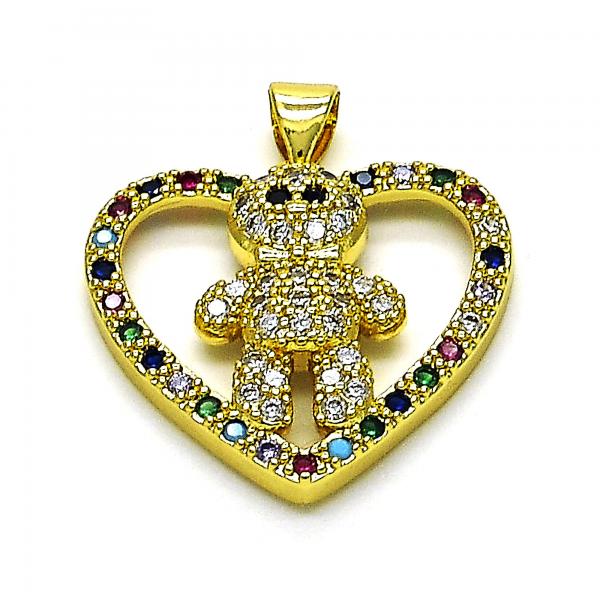 Dije Elegante 05.381.0013 Oro Laminado, Diseño de Osito y Corazon, Dis ...